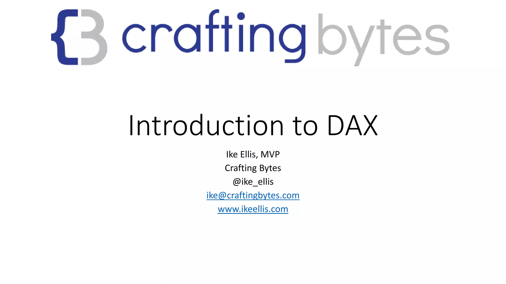 Introduction to DAX | PPTX