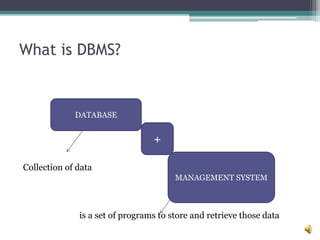 Introduction to dbms. | PPT