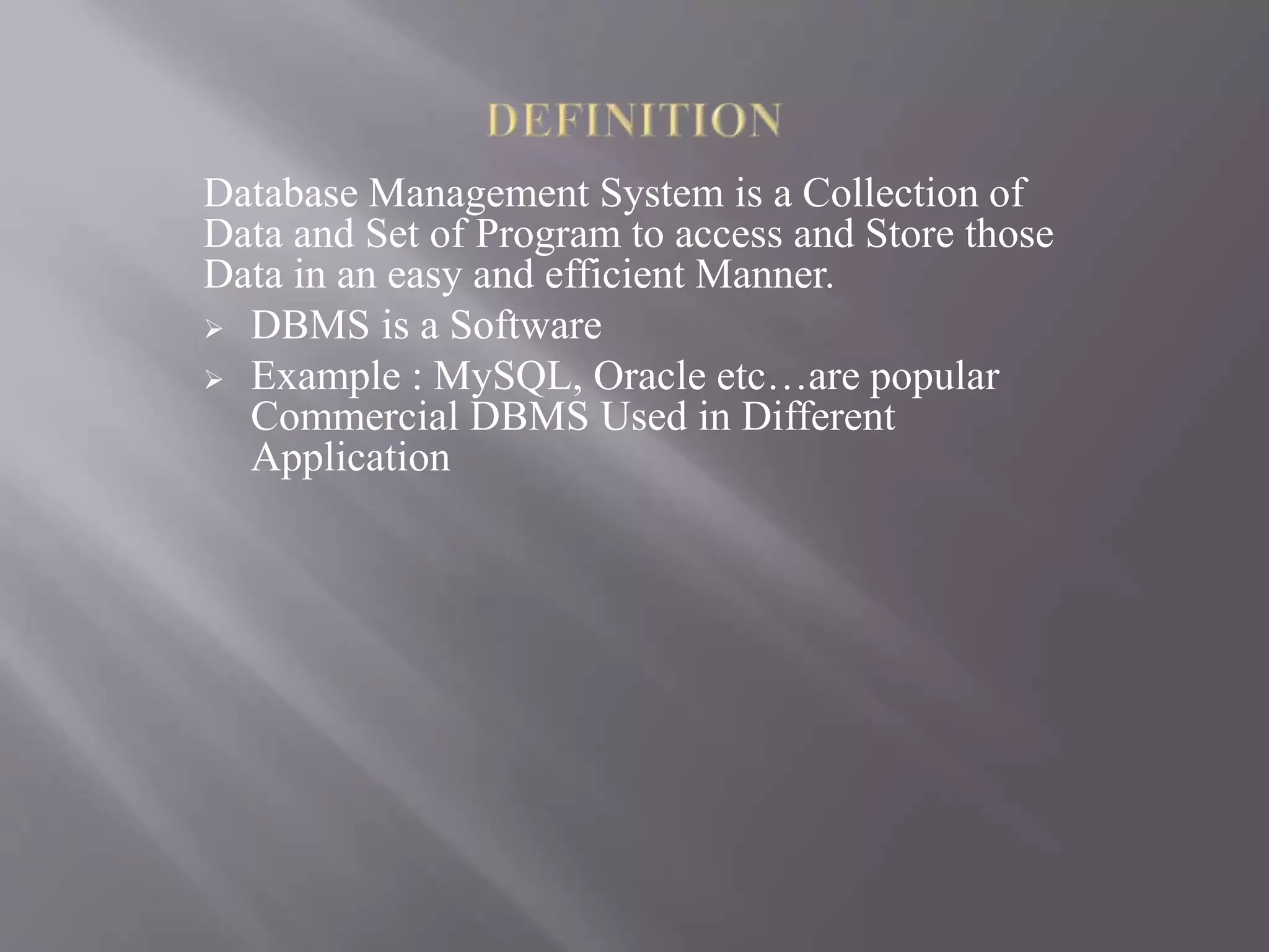 Introduction To Dbms | Ppt