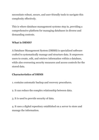 Introduction to DBMS.pdf | Databases | Computer Software and Applications