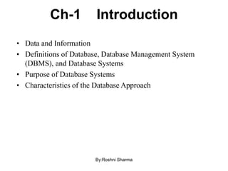 Introduction to Database Management System.ppt | Databases | Computer Software and Applications