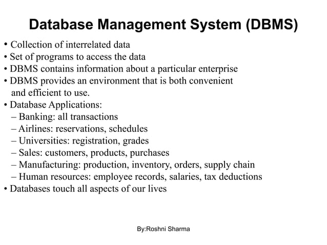 Introduction to Database Management System.ppt | Databases | Computer Software and Applications