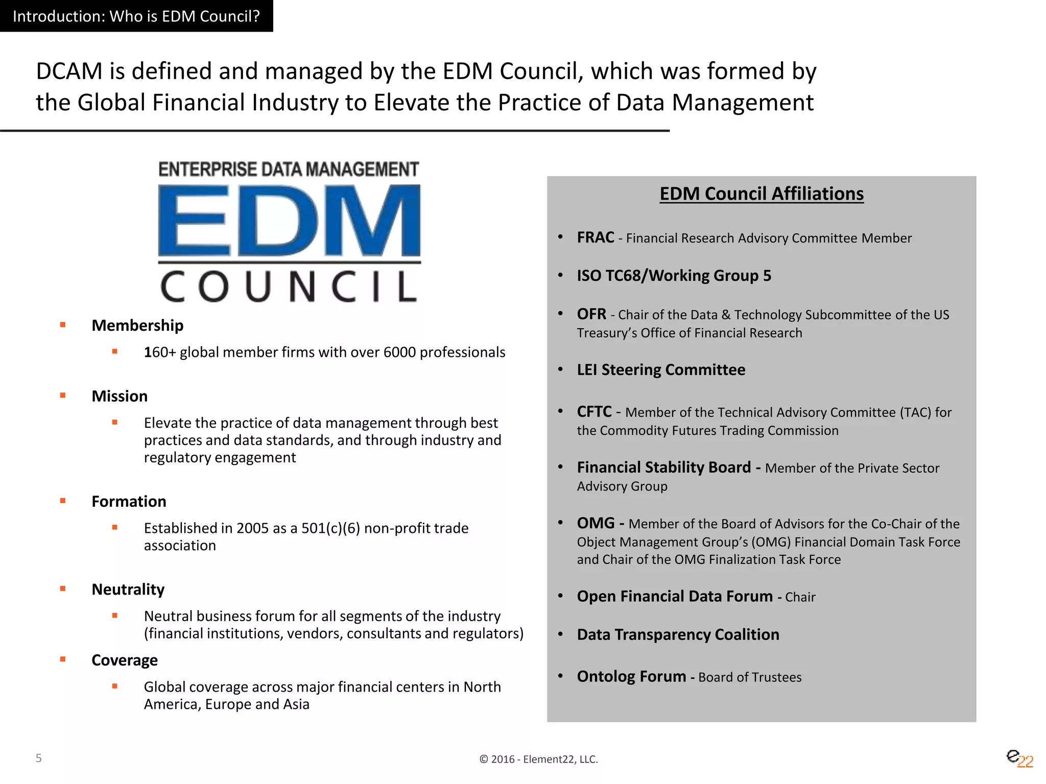 Introduction to DCAM, the Data Management Capability Assessment Model ...