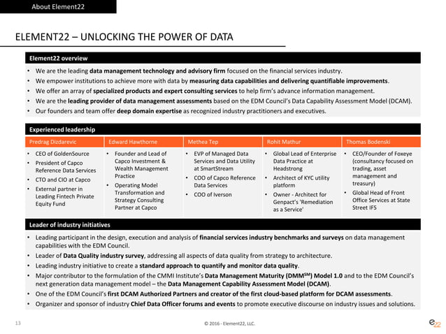 Introduction to DCAM, the Data Management Capability Assessment Model Introduction to DCAM, the Data Management Capability Assessment Model