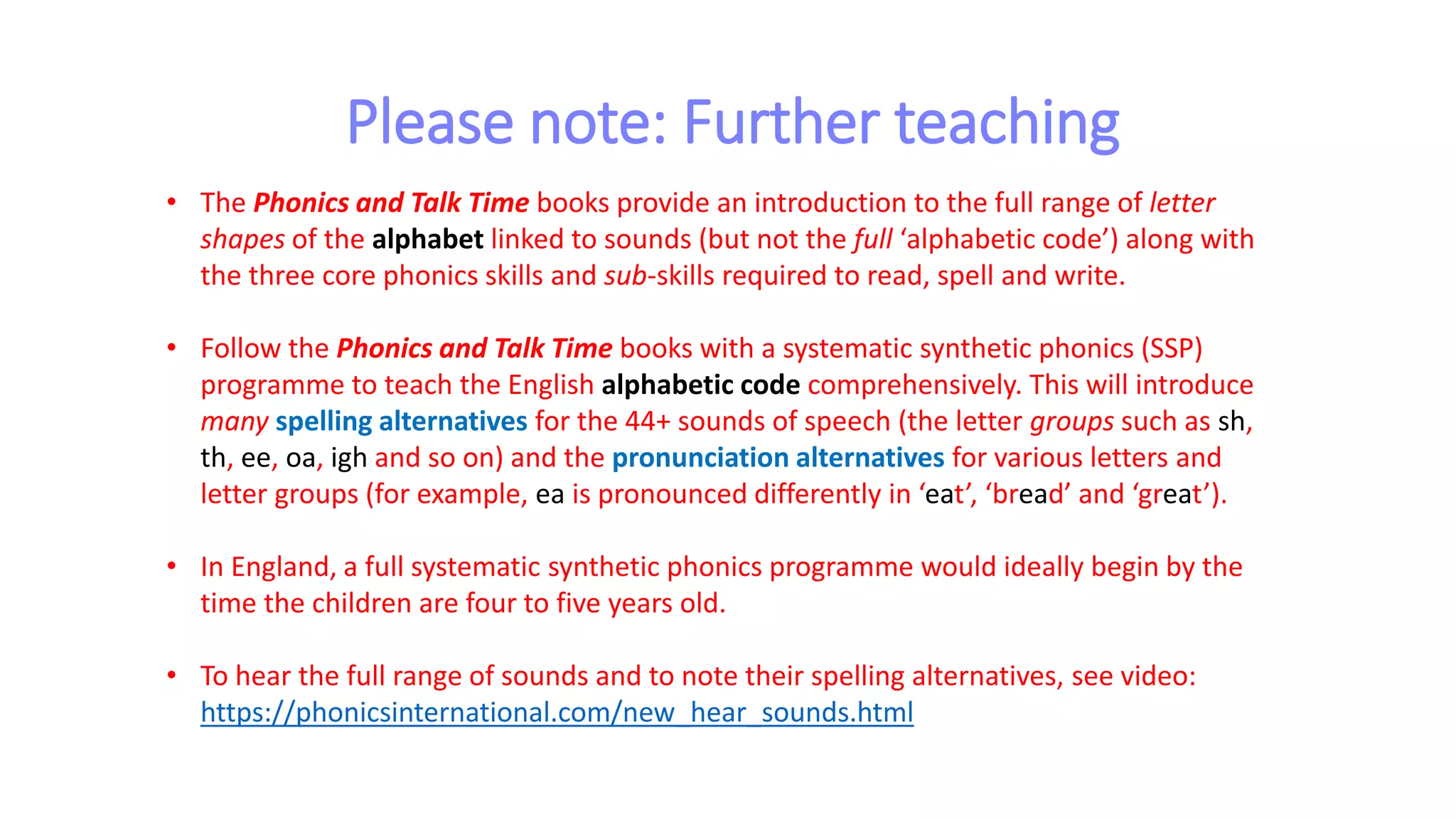 Phonics and Talk Time Books | PPTX