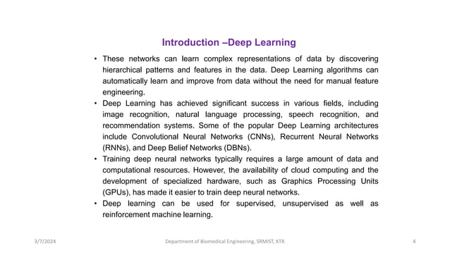 Introduction to Deep Learning Technique.pptx | Artificial Intelligence | Technology & Computing