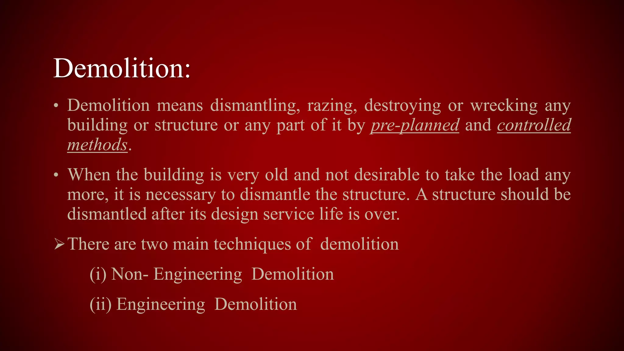 Introduction to demolition | PPTX