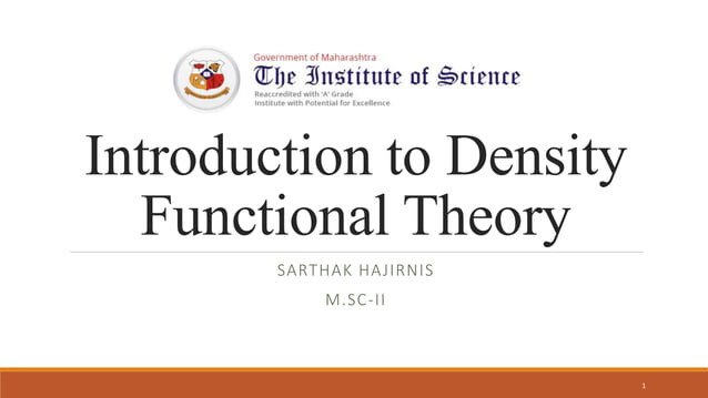 Introduction to density functional theory | PPT