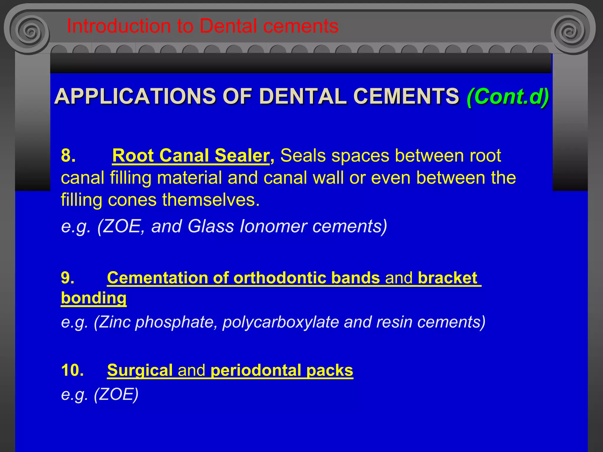Introduction to dental cements dental material | PPTX
