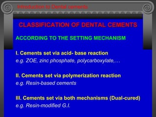 Introduction to dental cements dental material | PPTX