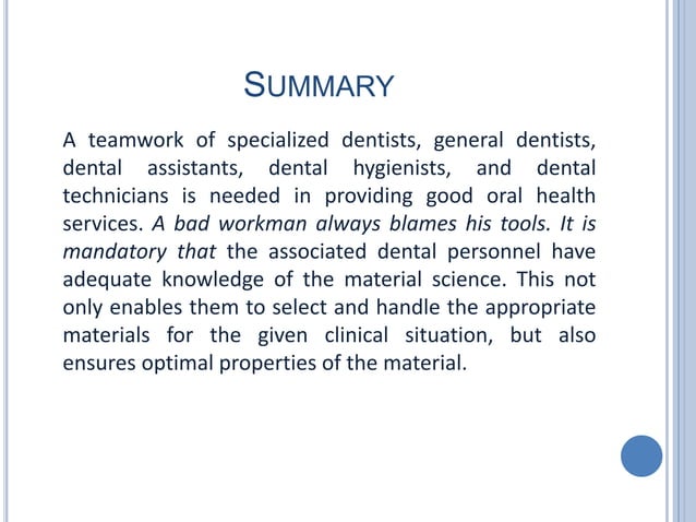 Introduction to Dental Materials | PPTX