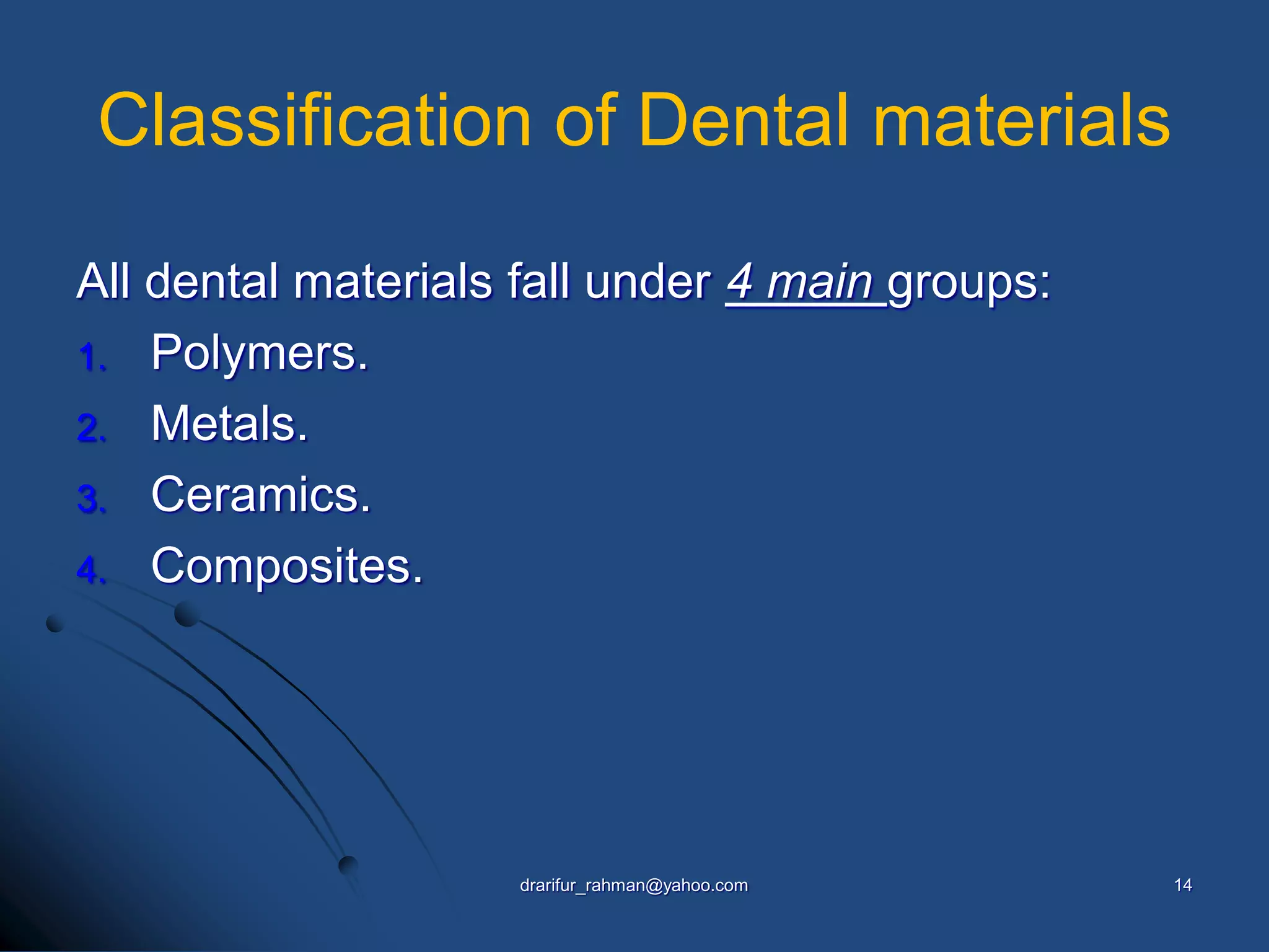 Introduction to dental materials Lecture 1-2 | PPSX