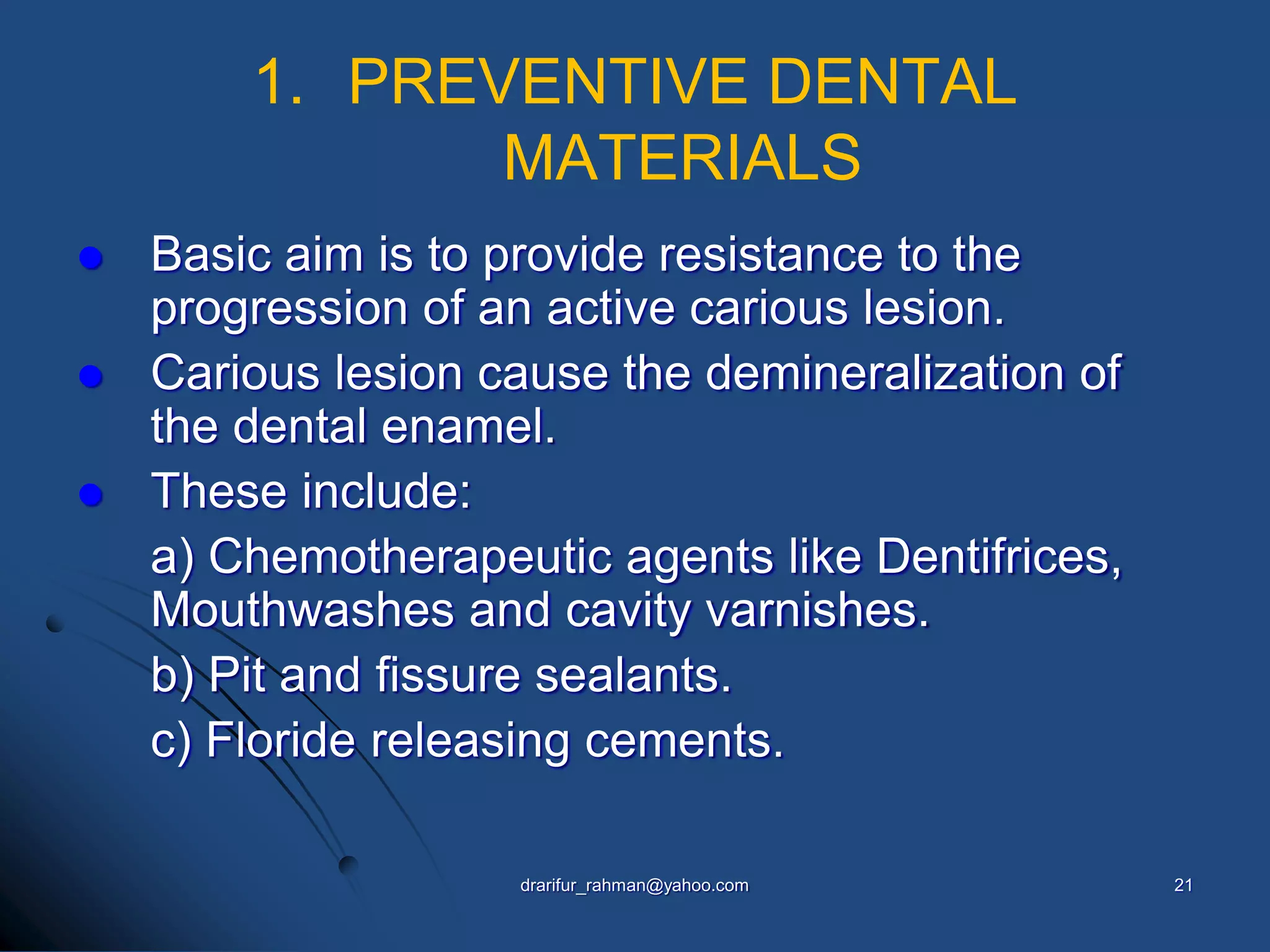 Introduction to dental materials Lecture 1-2 | PPSX