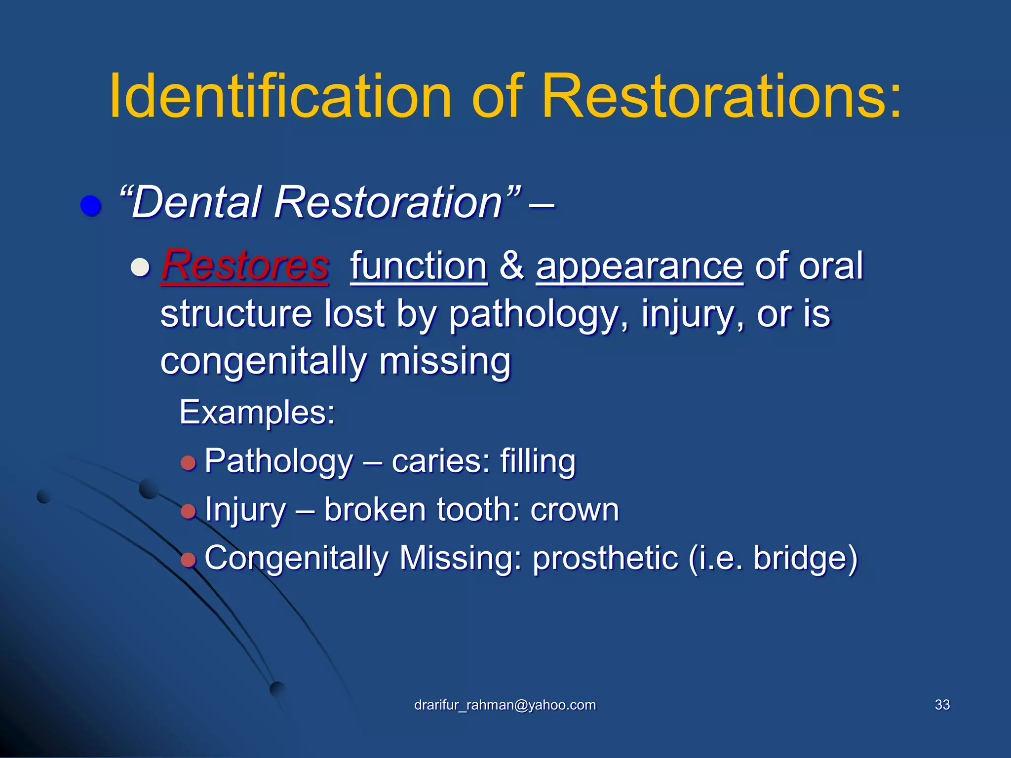 Introduction to dental materials Lecture 1-2 | PPSX