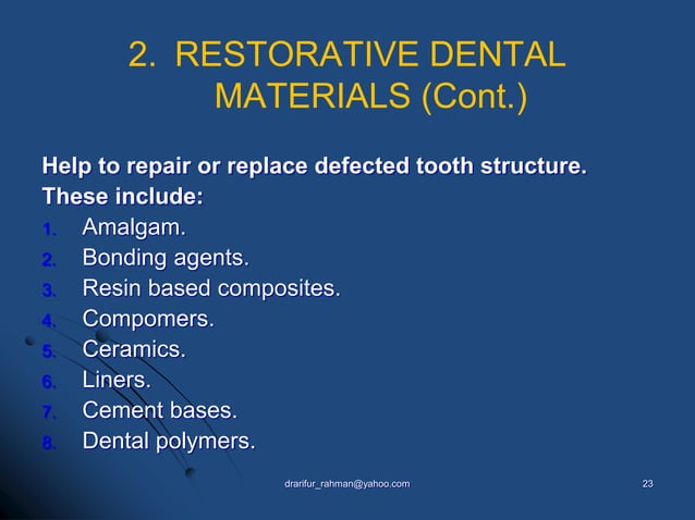 Introduction to dental materials Lecture 1-2 | PPSX