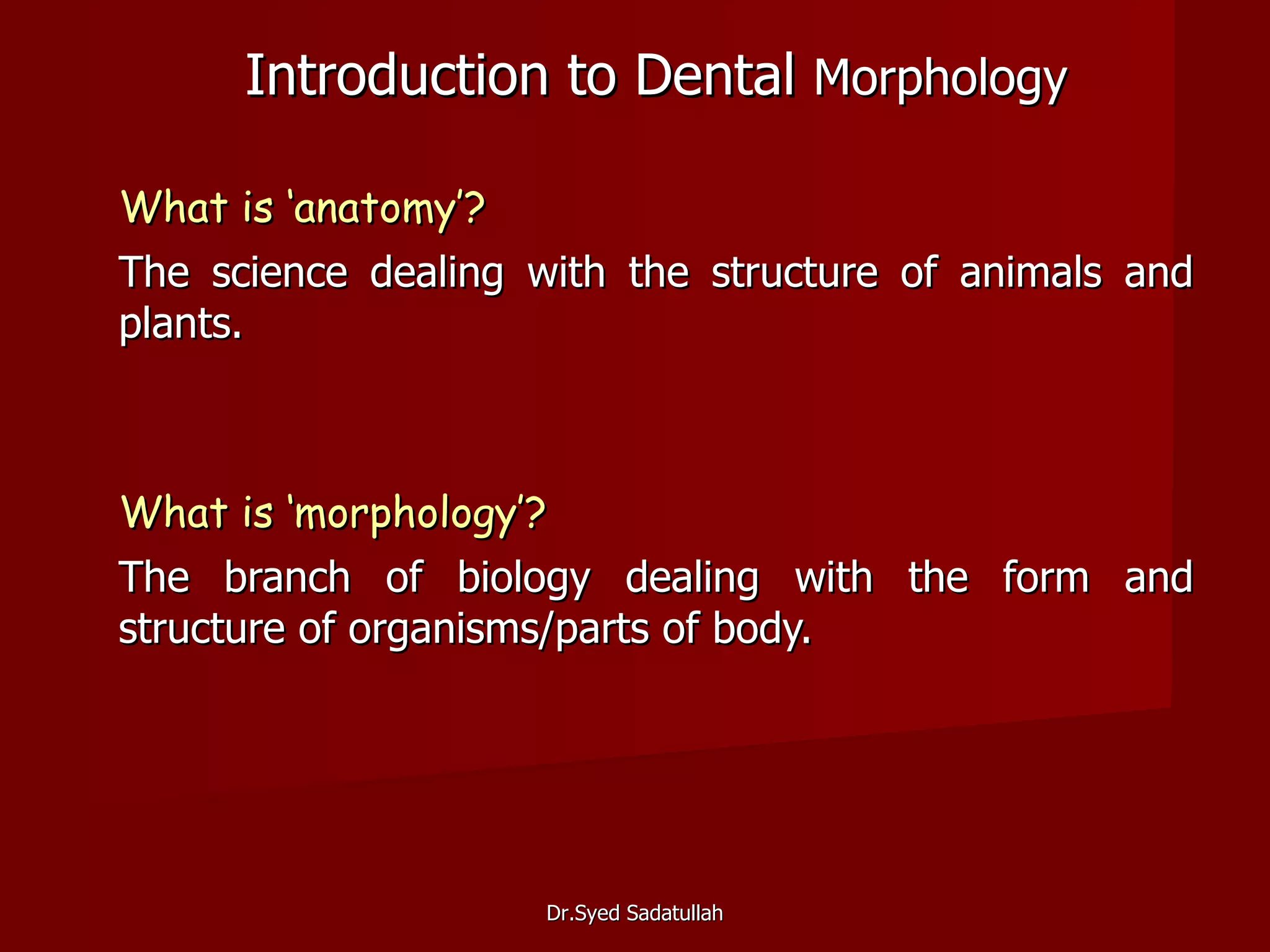 Introduction to dental morphology | PPT