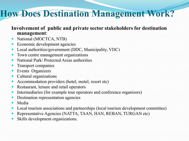 Introduction to destination management
