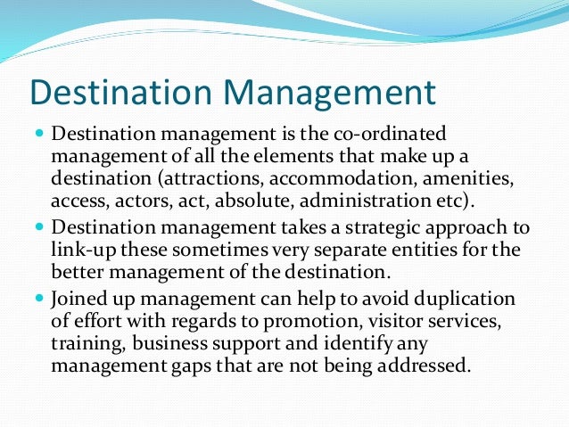 Introduction to destination management