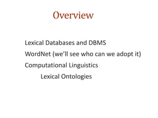 Introduction to development of lexical databases | PPT