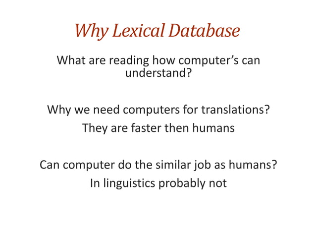 Introduction to development of lexical databases | PPT