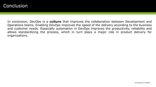 Introduction to DevOps | PPTX | Web Development | Internet