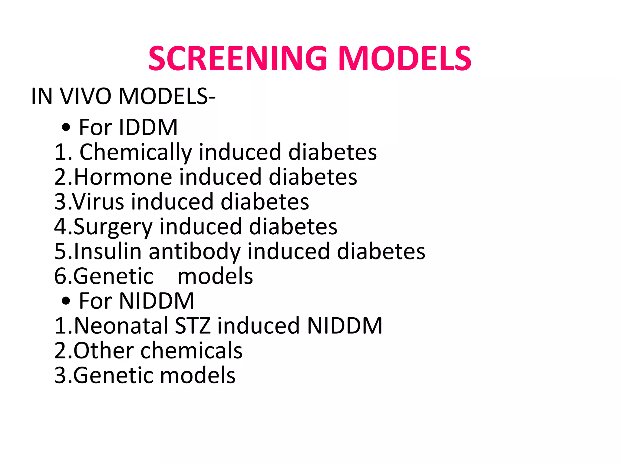 Introduction to diabetes and anti diabetic drug screening models | PPTX