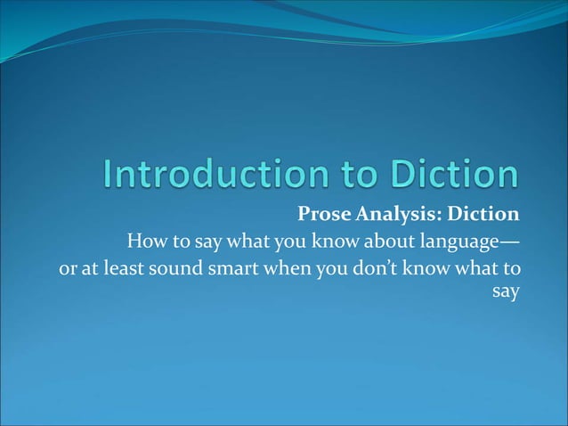 Introduction to Diction and its types and functions | PPT | Poetry | Books and Literature
