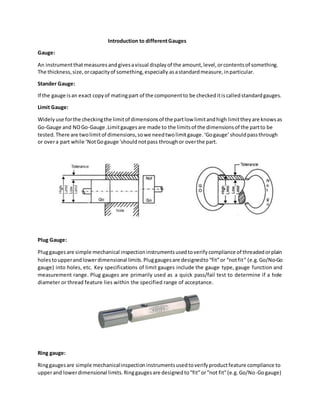 Introduction to different gauges | DOCX