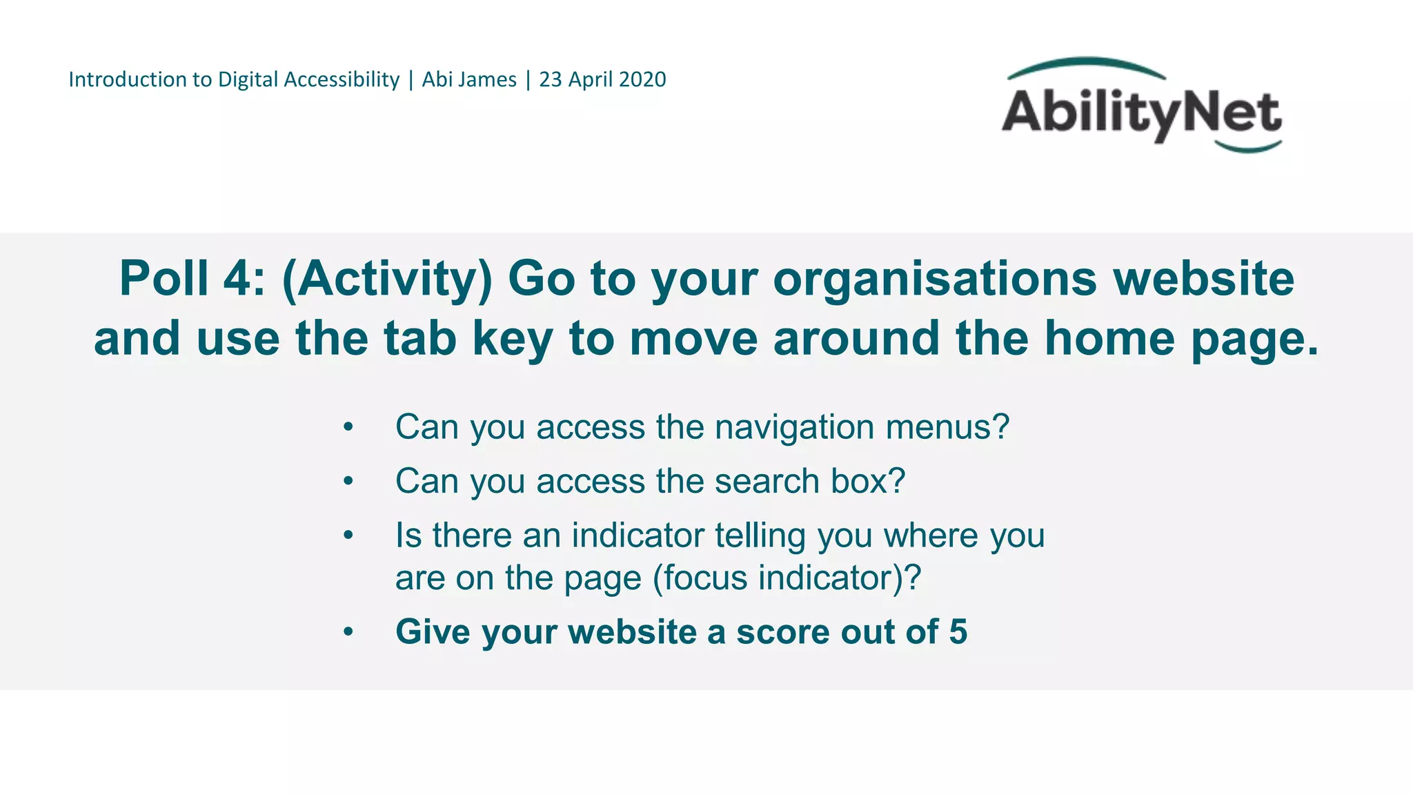 Introduction to digital accessibility - AbilityNet training 23 April ...