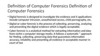 INTRODUCTION TO DIGITAL FORENSIC and Computer Foresnics.pptx | Databases | Computer Software and ...