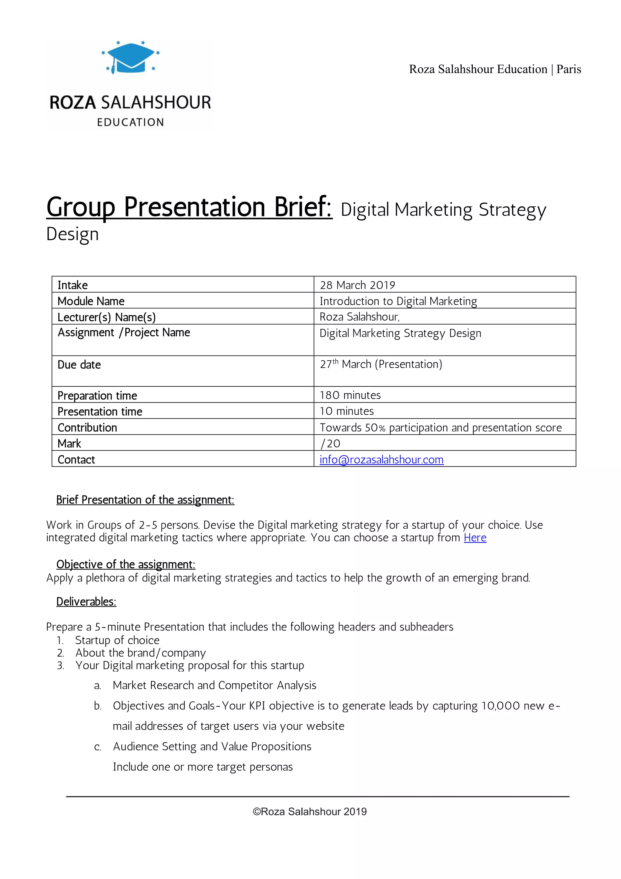 Introduction to Digital Marketing Coursework Briefs | PDF