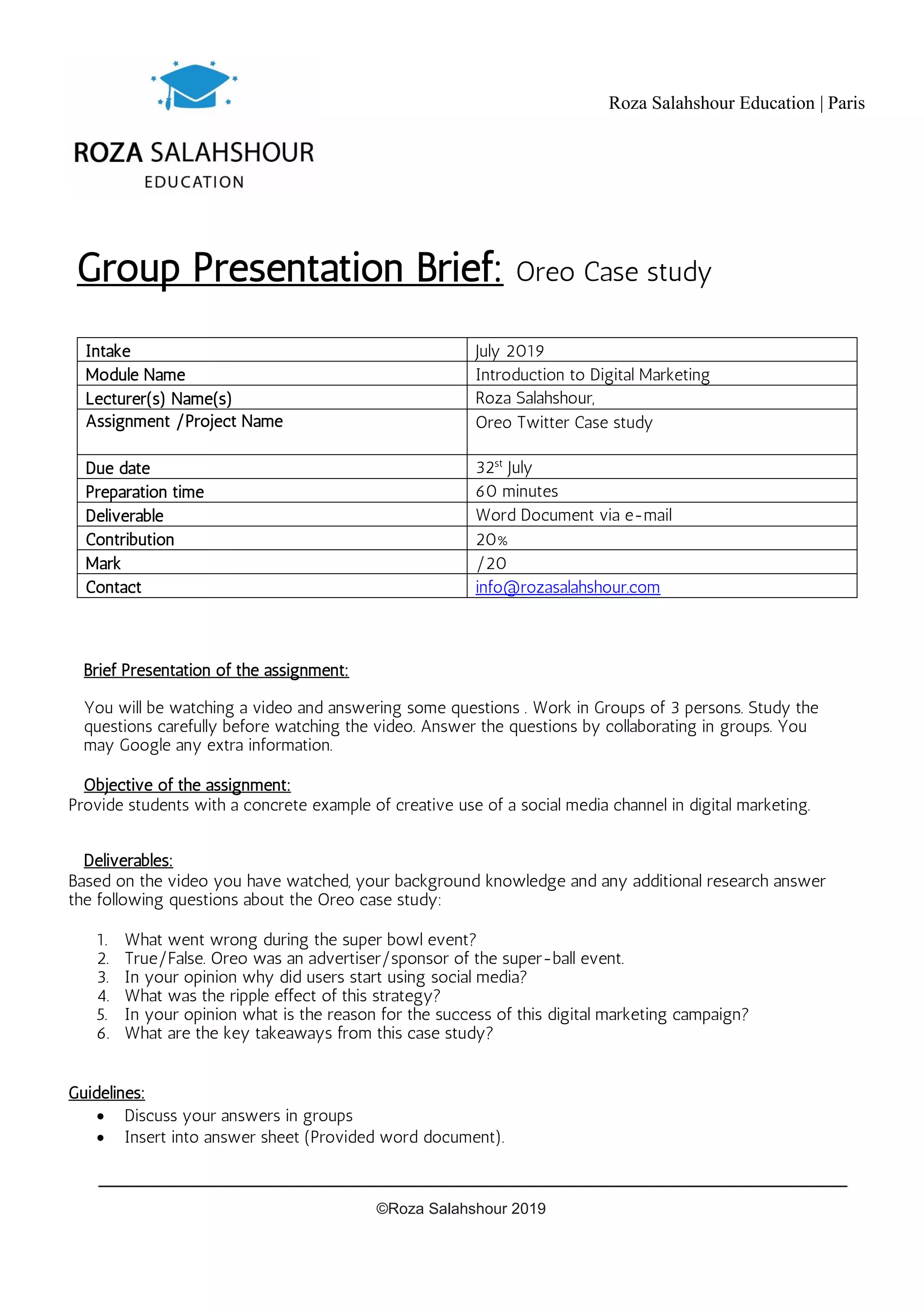 Introduction to Digital Marketing Coursework Briefs | PDF