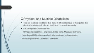 INTRODUCTION TO DISABILITIES. INCLUDING TYPES AND CAUSES OF DISABILITY ...