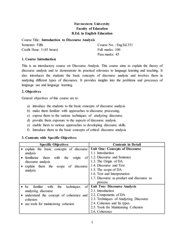 Introduction to discourse analysis | DOCX