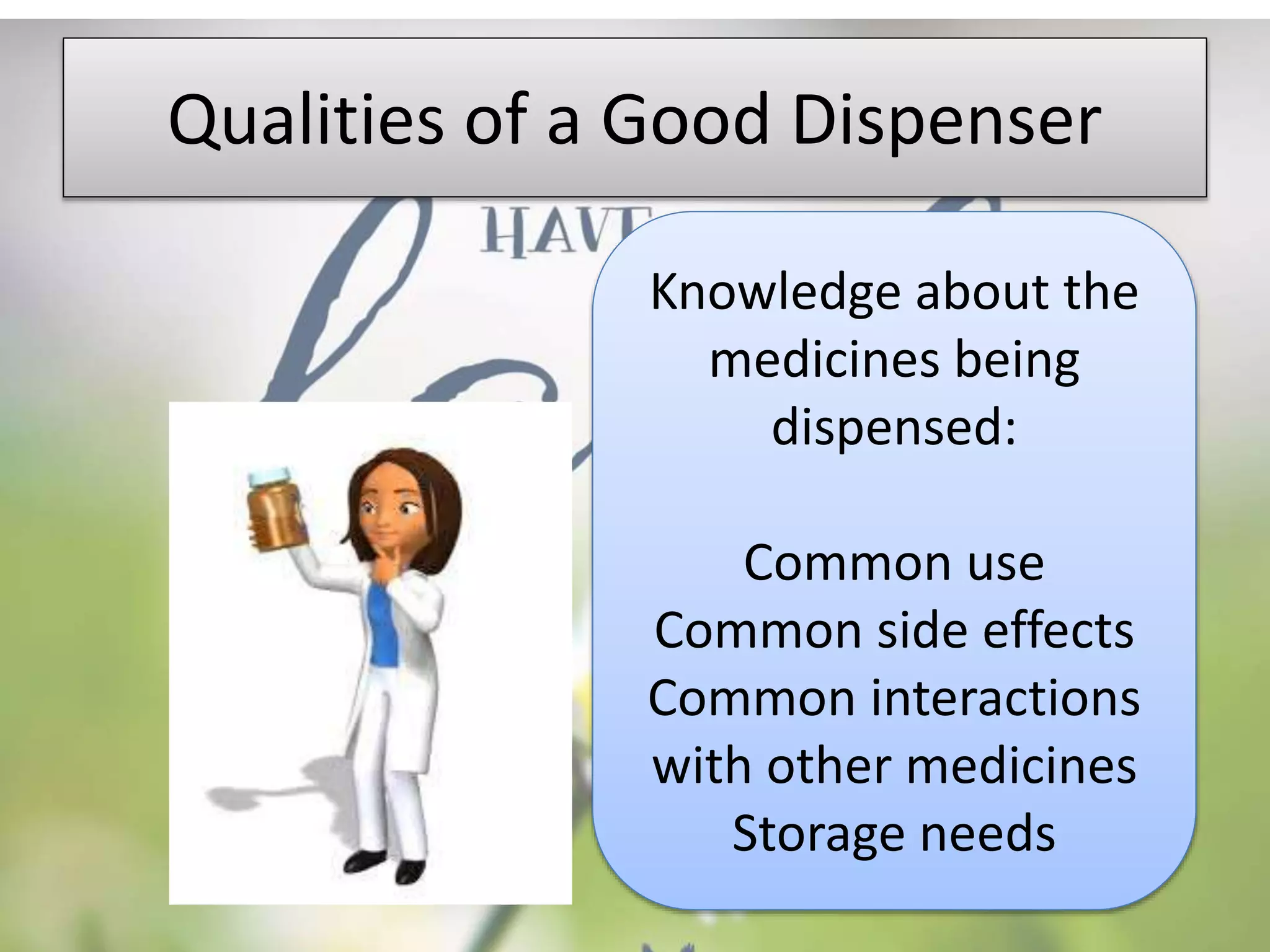 Introduction to dispensing and medication counseling | PPTX