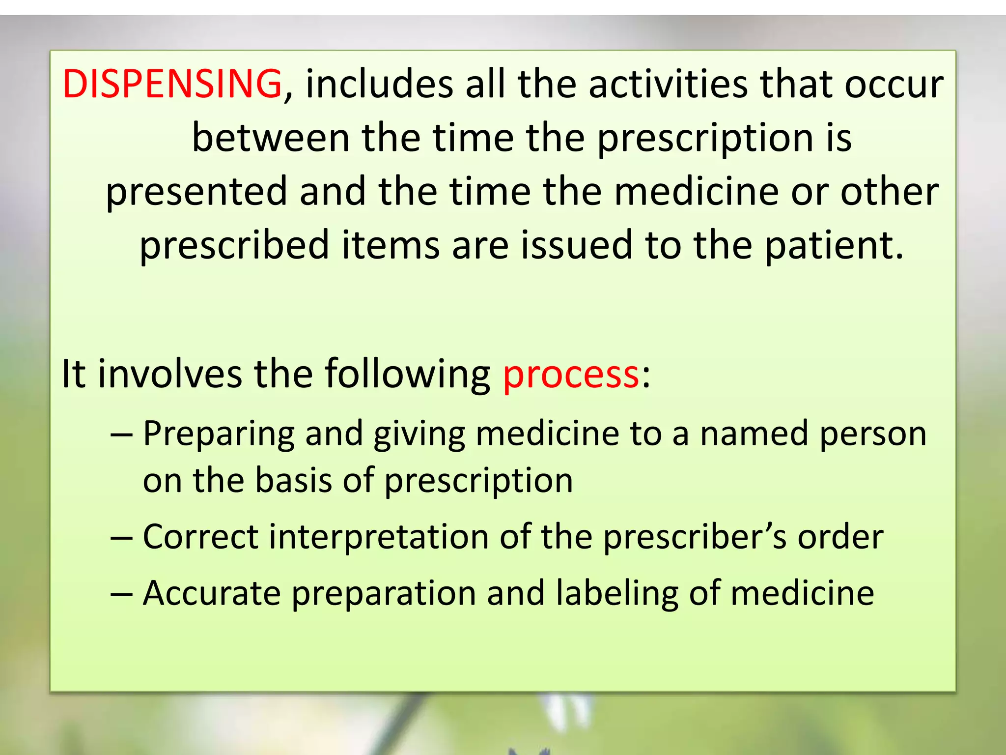 Introduction to dispensing and medication counseling | PPTX