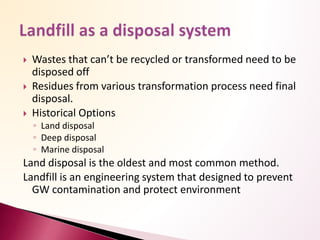 Introduction to disposal part 1 landfill | PPTX