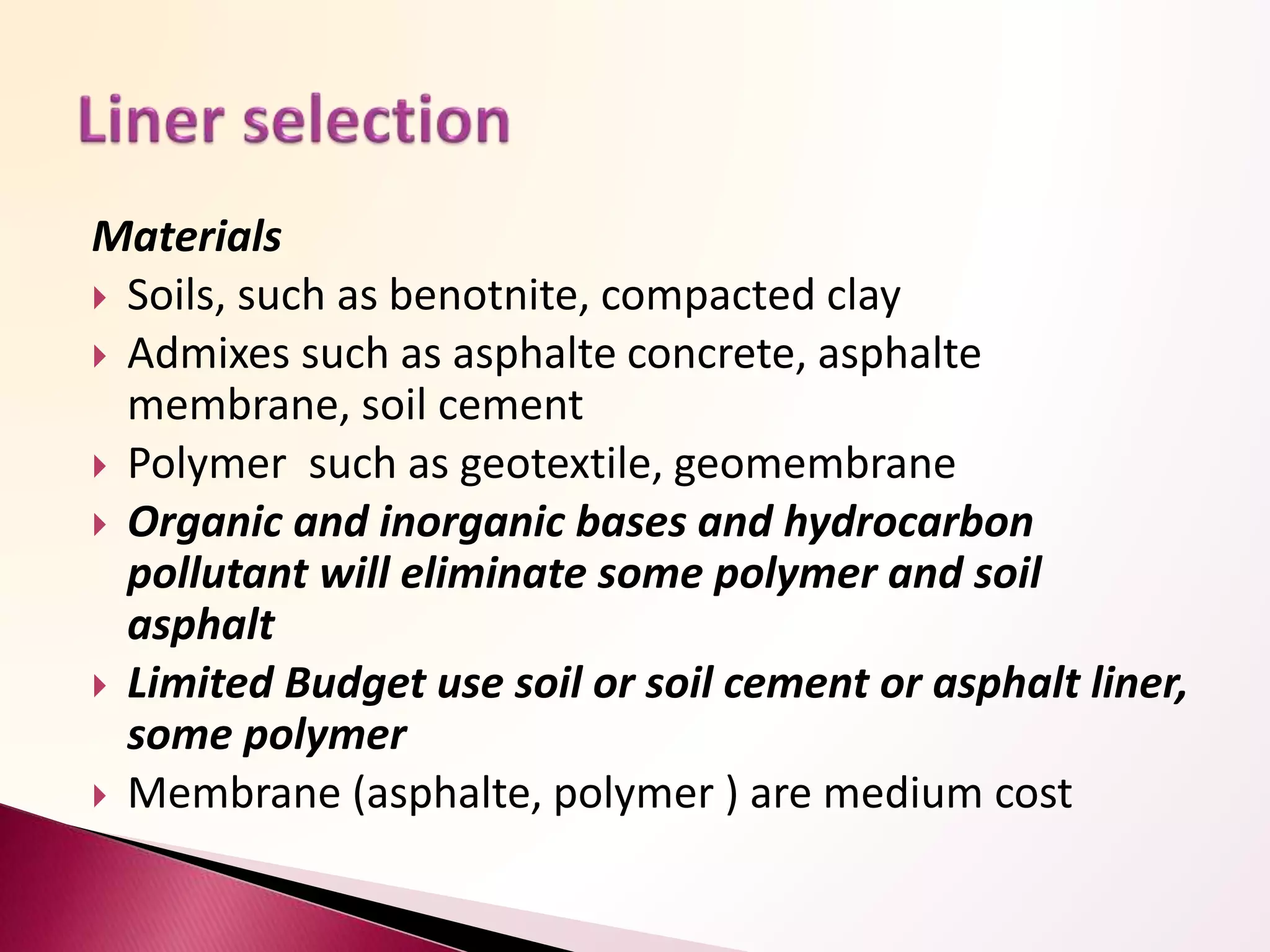 Introduction to disposal part 2 engineering barriers in landfill | PPTX