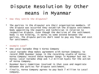 Introduction to dispute resolution in myanmar | PPT