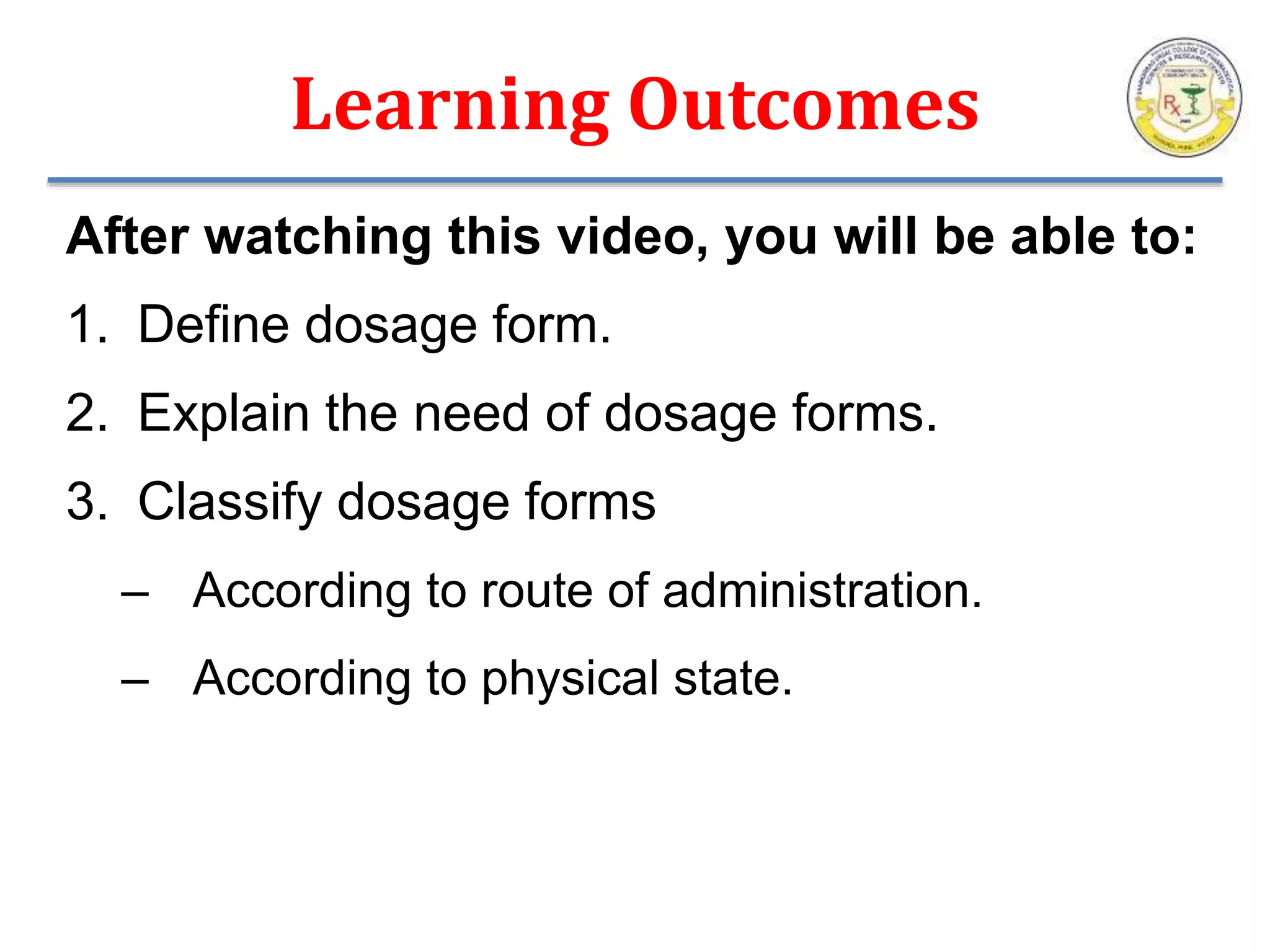 Introduction to Dosage Forms | PPT