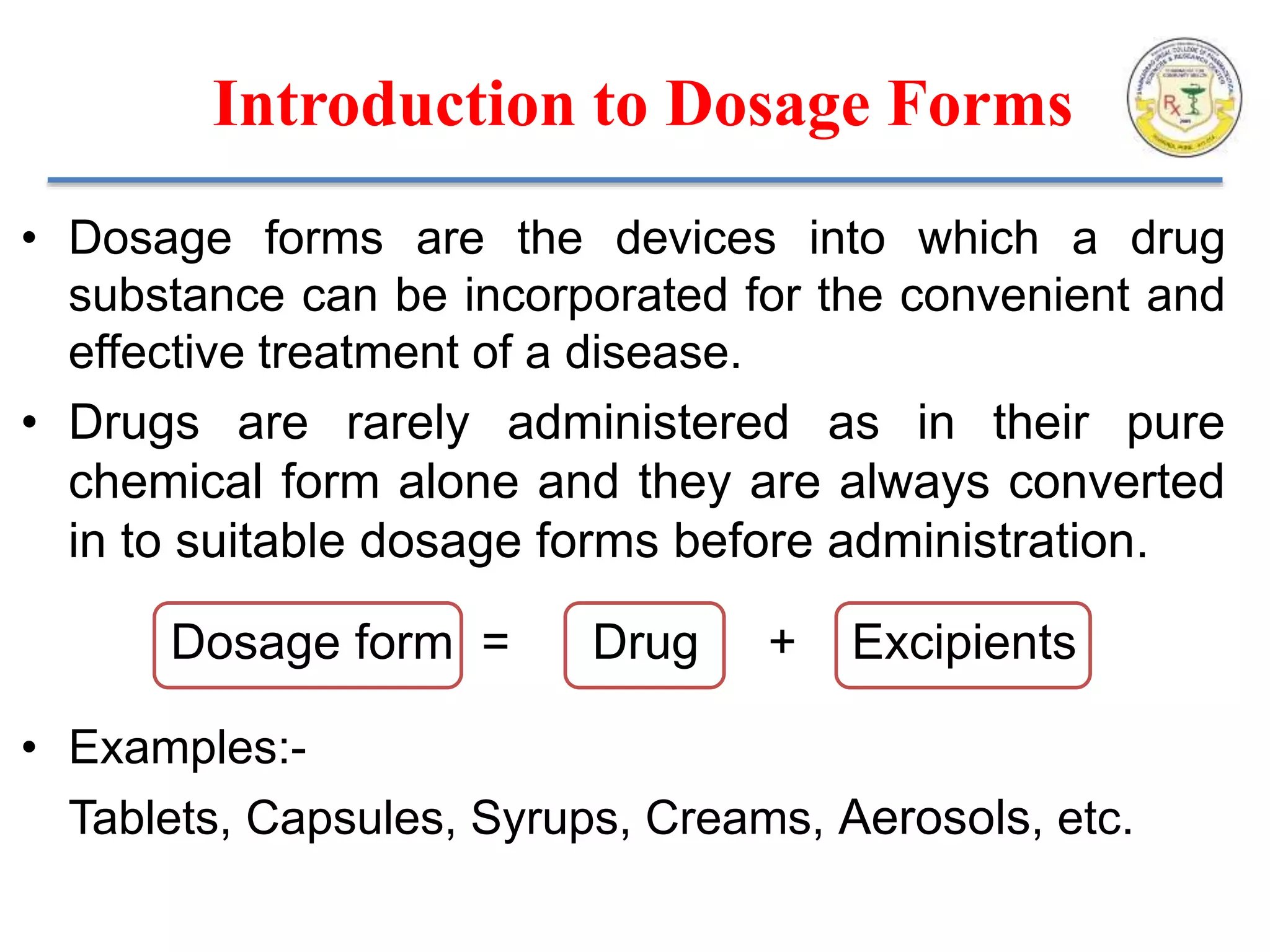Introduction to Dosage Forms | PPT