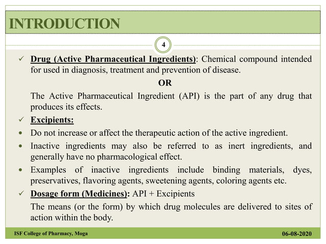 Introduction to dosage form | PPTX | Chemistry | Science