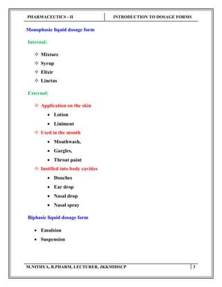 INTRODUCTION TO DOSAGE FORMS | PDF