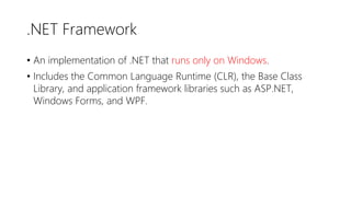 Introduction to dot net | PDF | Operating Systems | Computer Software and Applications