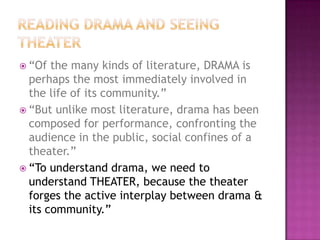 Introduction to drama, theater, and culture | PPTX