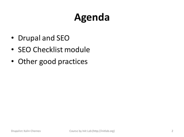 Introduction to Drupal 7 - SEO | PPT