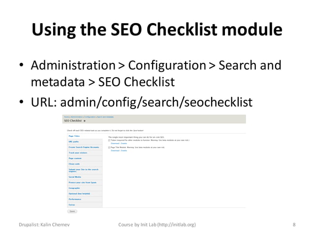 Introduction to Drupal 7 - SEO | PPT