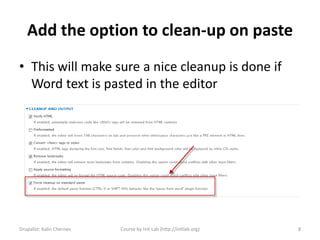 Introduction to Drupal 7 - Installing and configuring WYSIWYG editors in Drupal | PDF