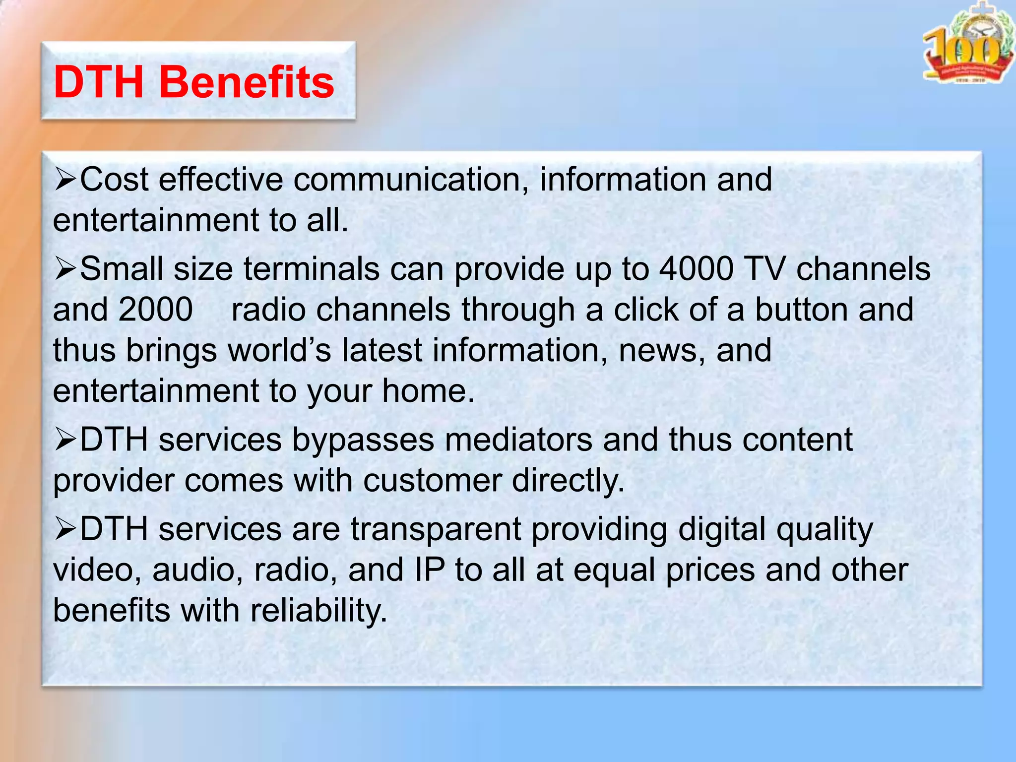 DTH Power Point Presentation | PPTX