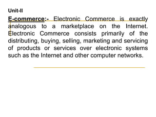 Introduction To Electronic Commerce (also called E-Commerce) | PPT